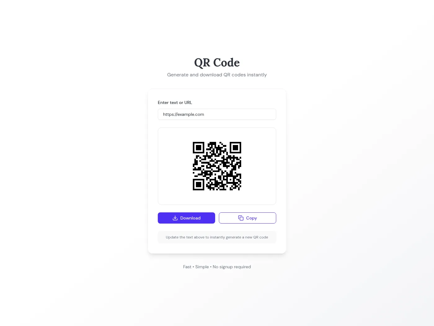 Simple QR Code Generator