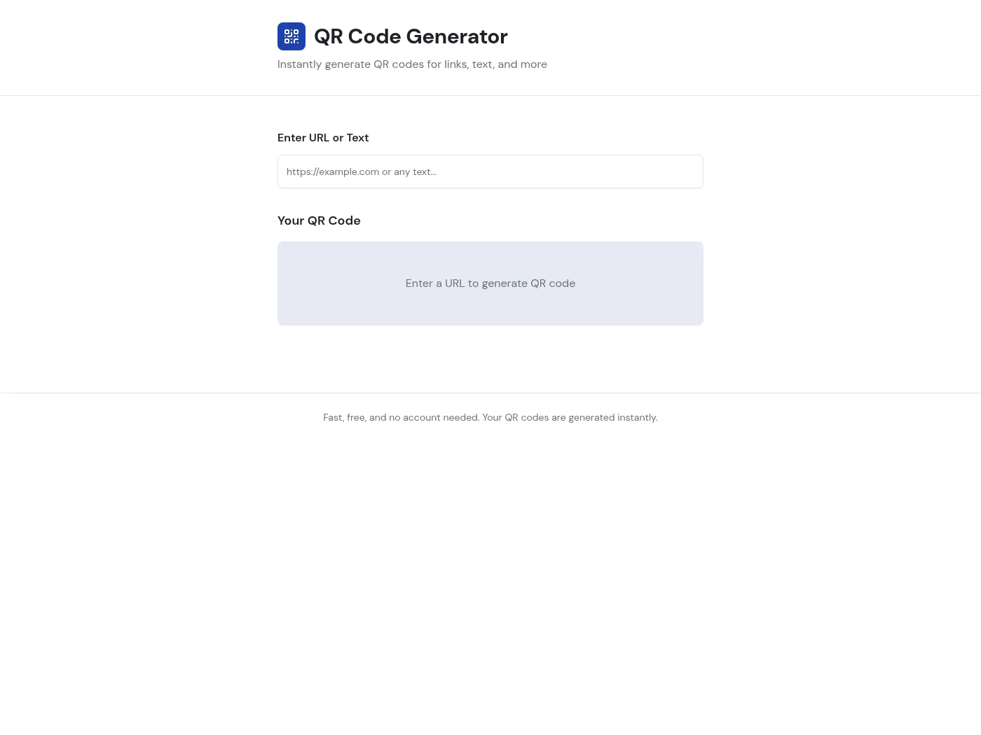 Simple QR Code Fast Generator