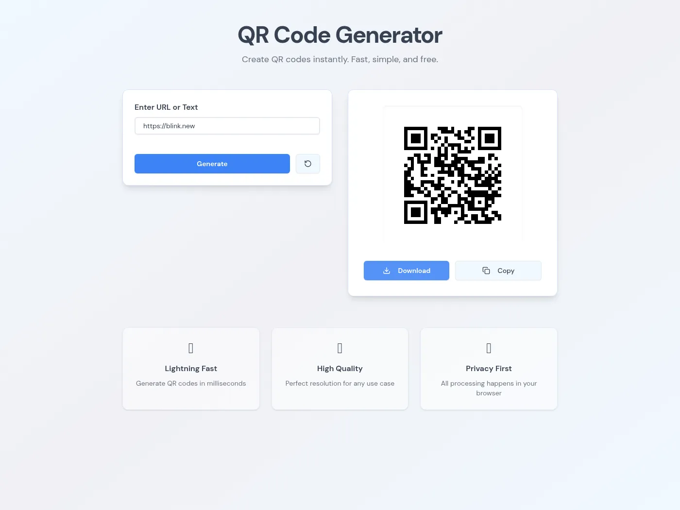 Simple QR Code Fast Generator