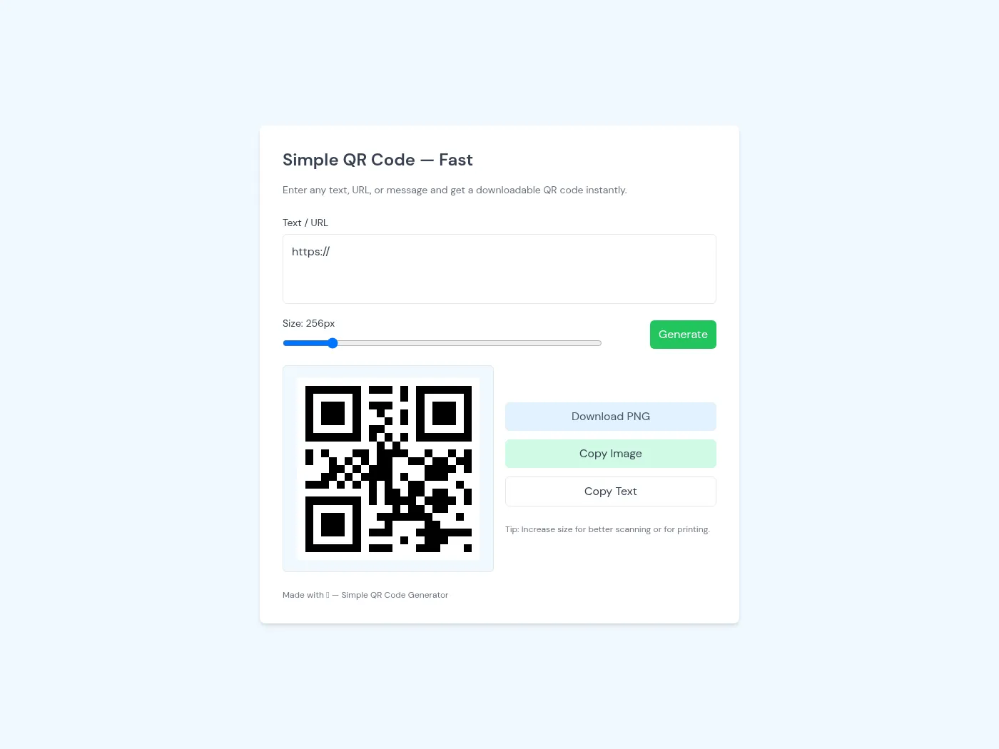 Simple QR Code Generator