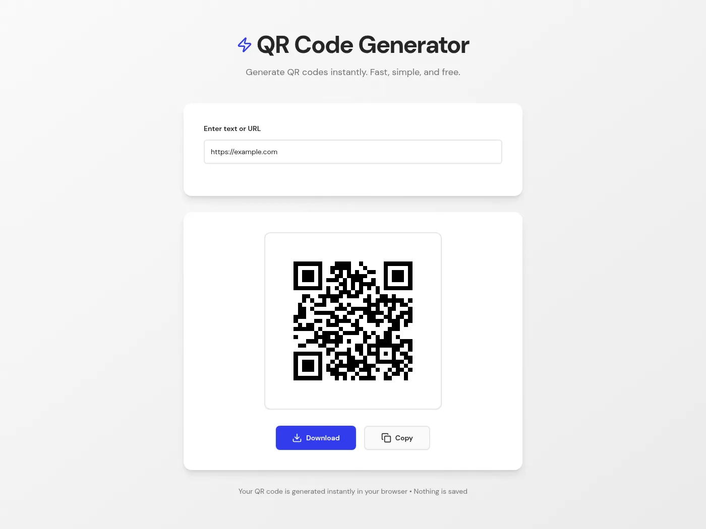 Simple Fast QR Code Generator