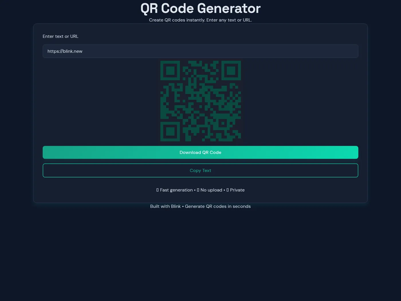 Simple QR Code Fast Generator