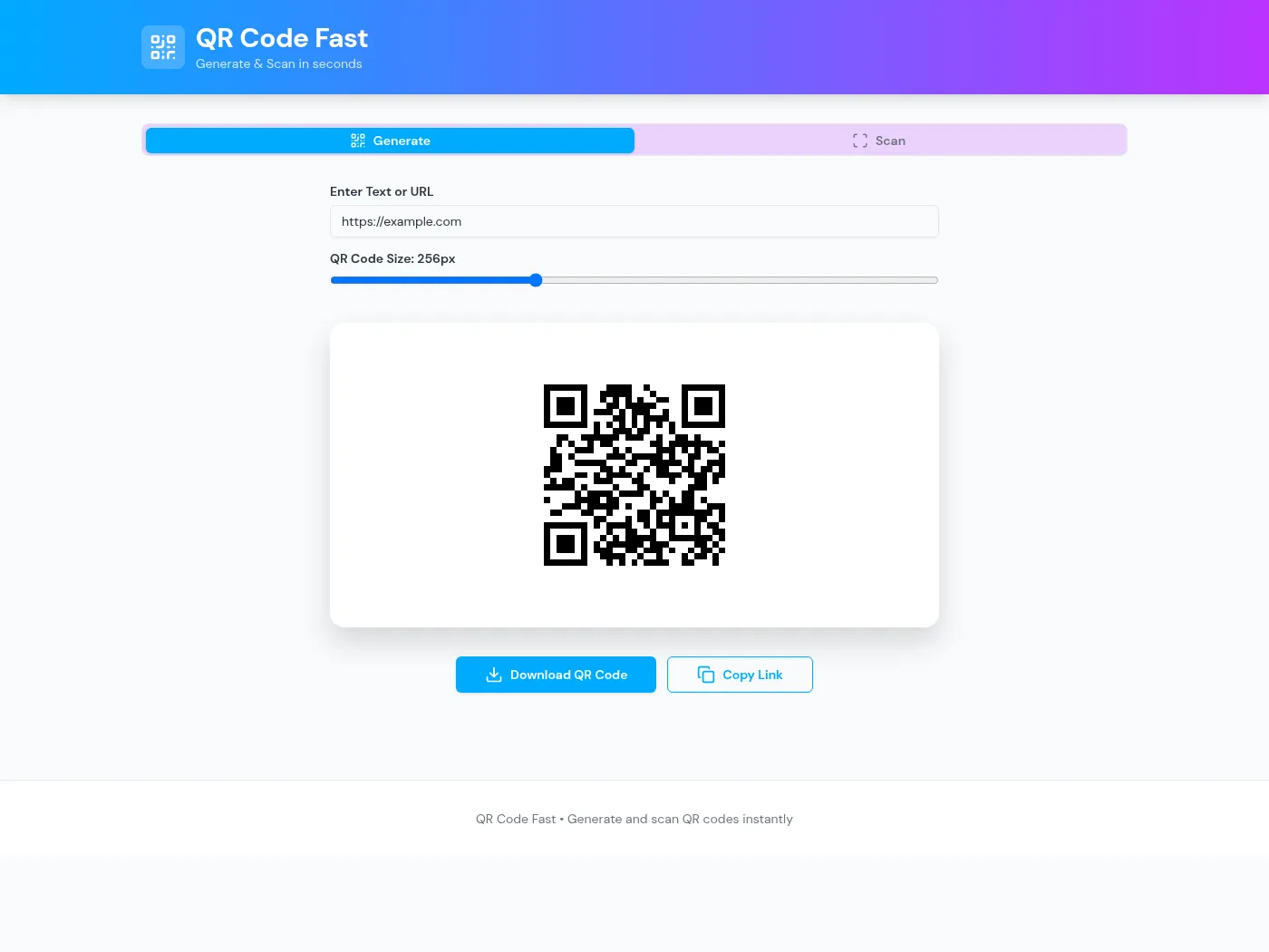 Simple QR Code Generator & Scanner