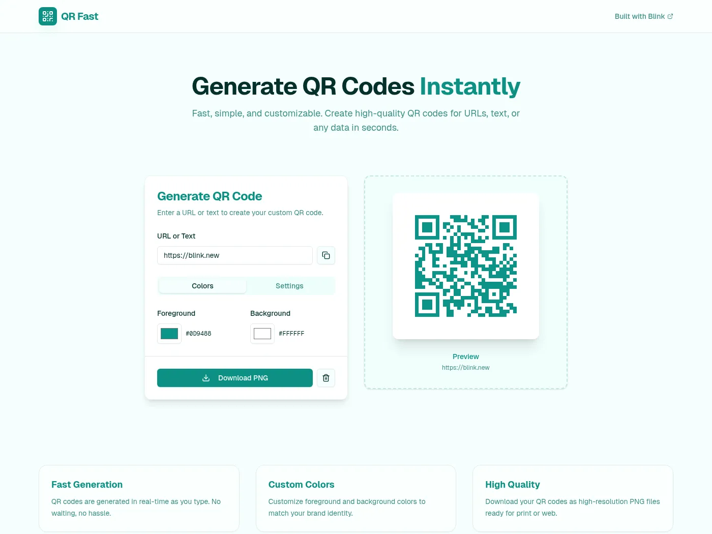 Simple QR Code Fast Generator