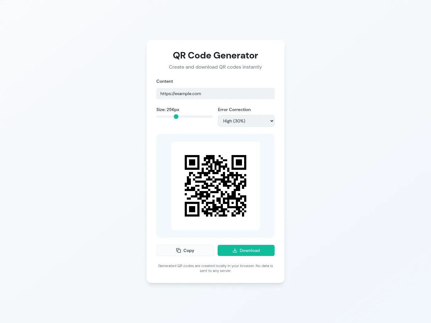 Simple QR Code Fast Generator