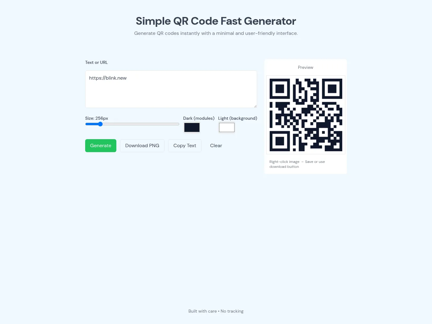 Simple QR Code Fast Generator