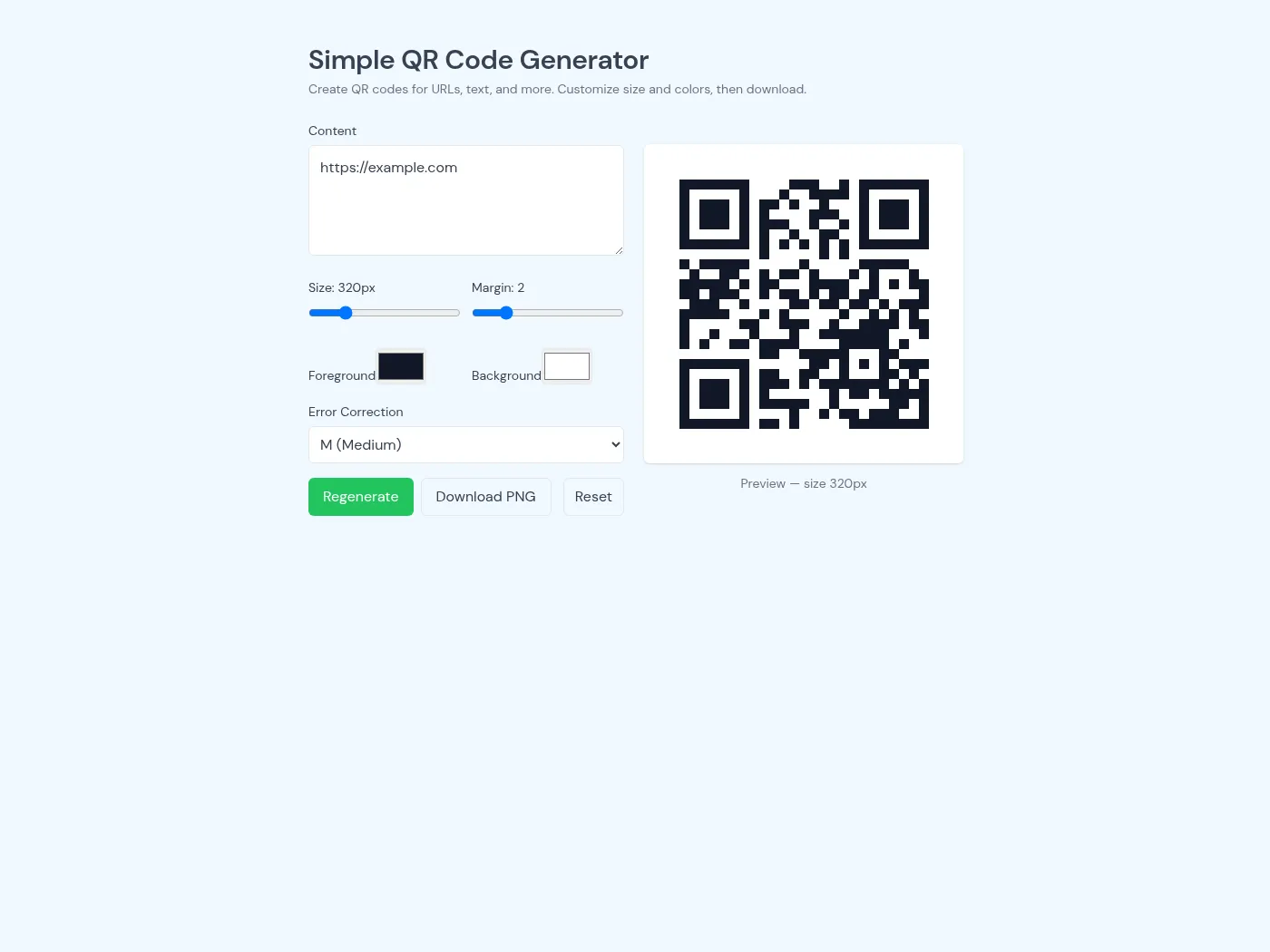Simple QR Code Generator