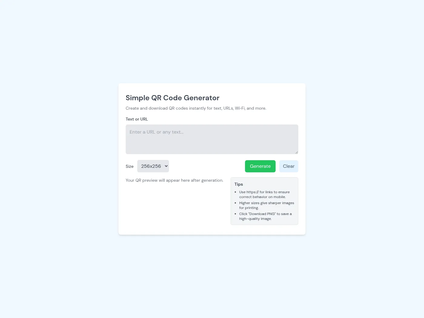 Simple QR Code Generator