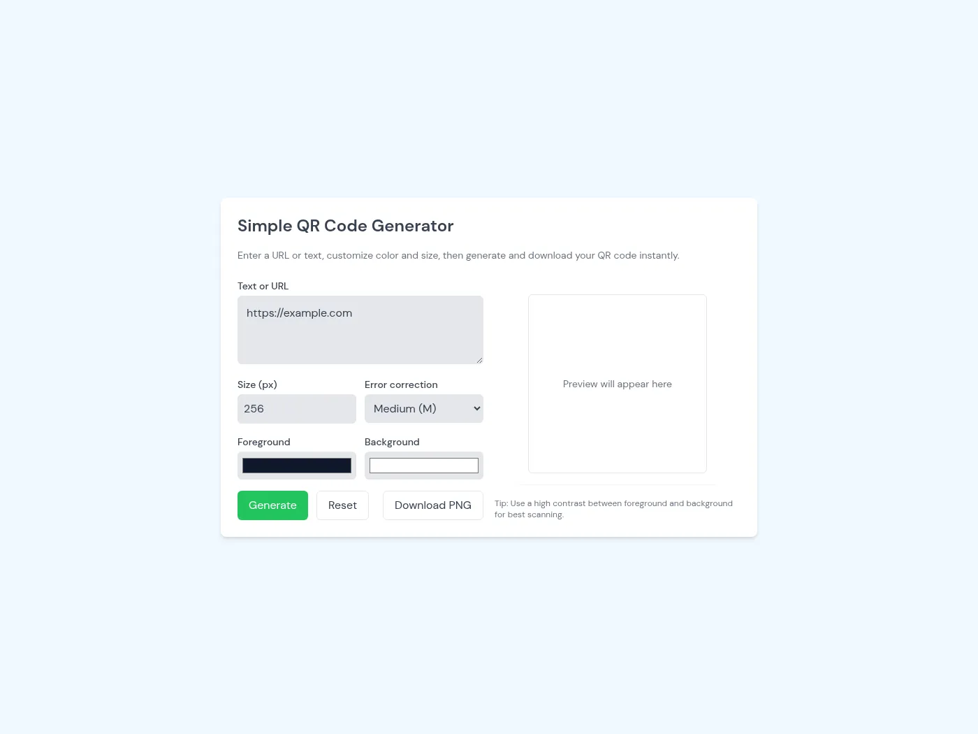 Simple QR Code Generator