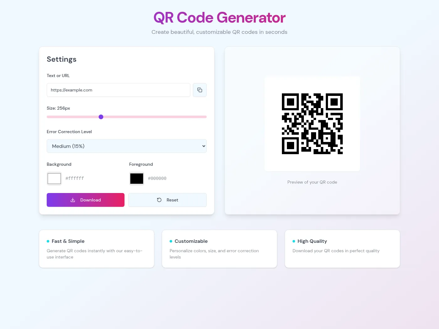 Simple QR Code Generator