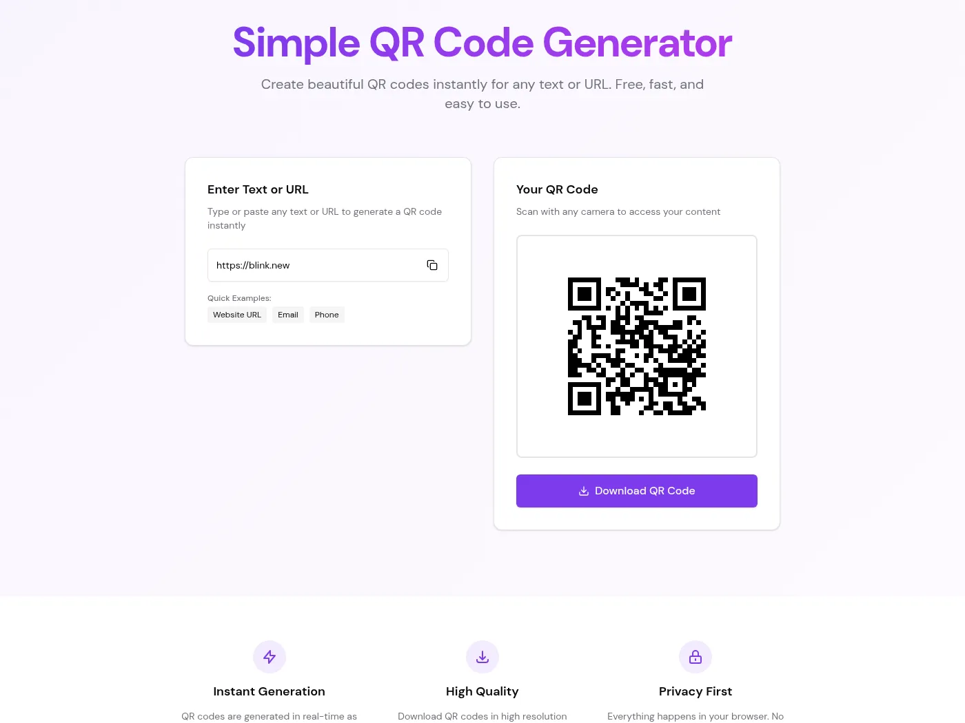 Simple QR Code Generator