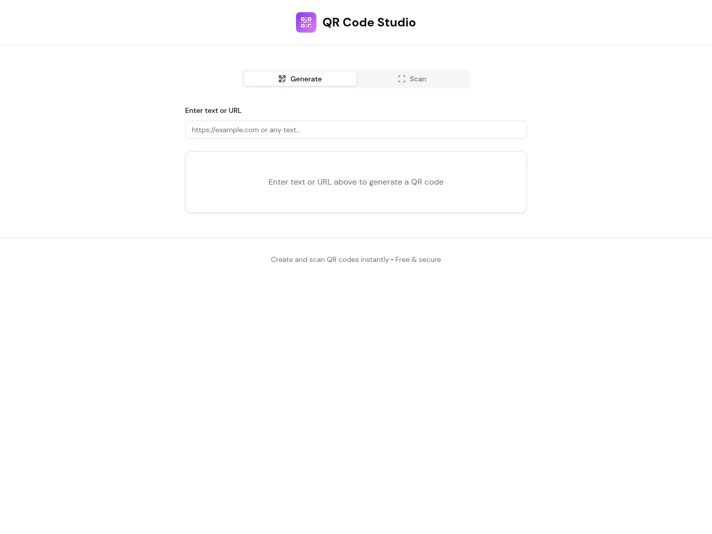 Simple QR Code Generator and Scanner