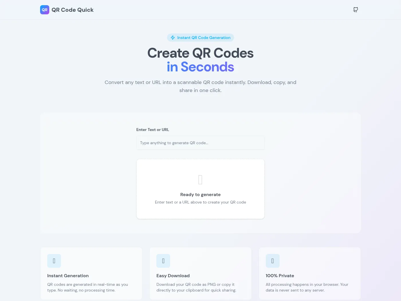 Simple QR Code Quick Generator