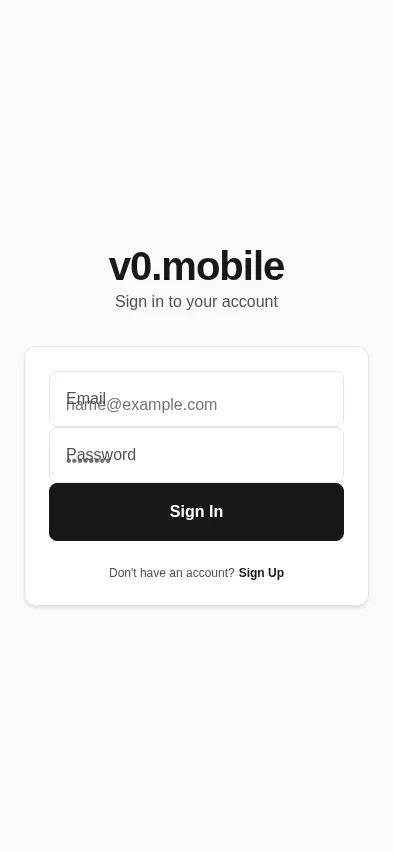 V0.dev-Inspired Simple Mobile App Builder