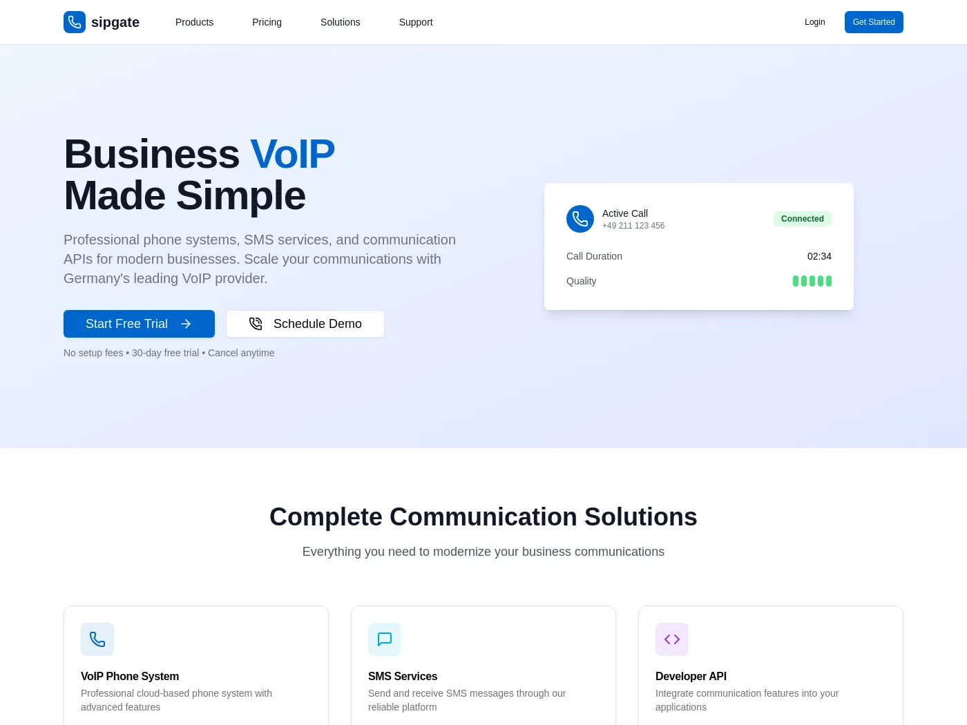 Sipgate Clone - VoIP Communication Platform