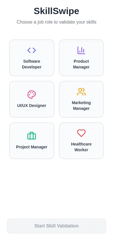 Skill Validator Mobile App for Generic Jobs