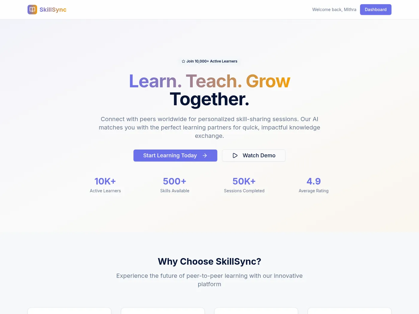 SkillSync: AI-Powered Peer Learning Platform