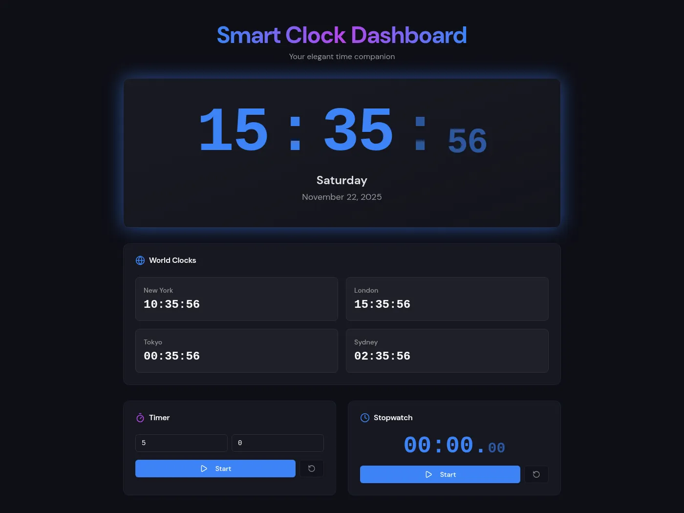 Smart Clock Dashboard