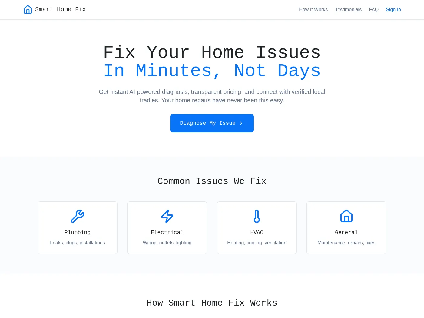 Smart Home Fix: AI-Powered Home Repair Platform