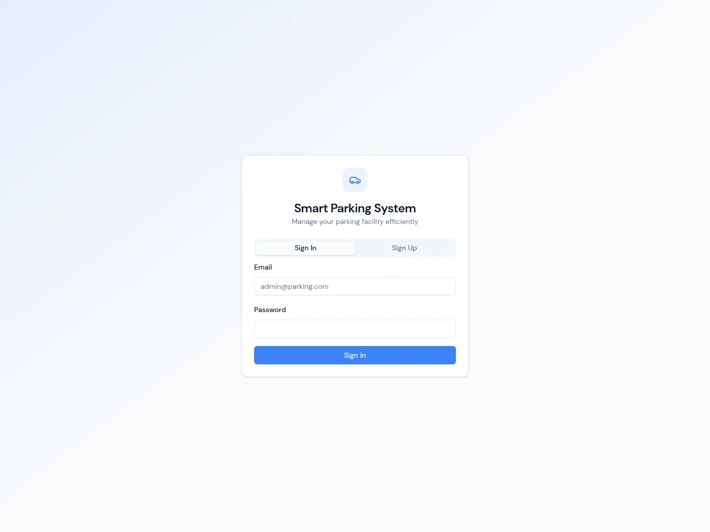 Smart Parking Management Web Application