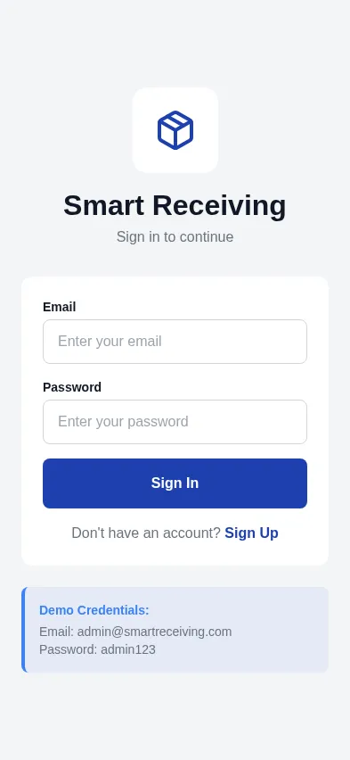 Smart Receiving App with Dynamic Admin Dashboard and Field Management