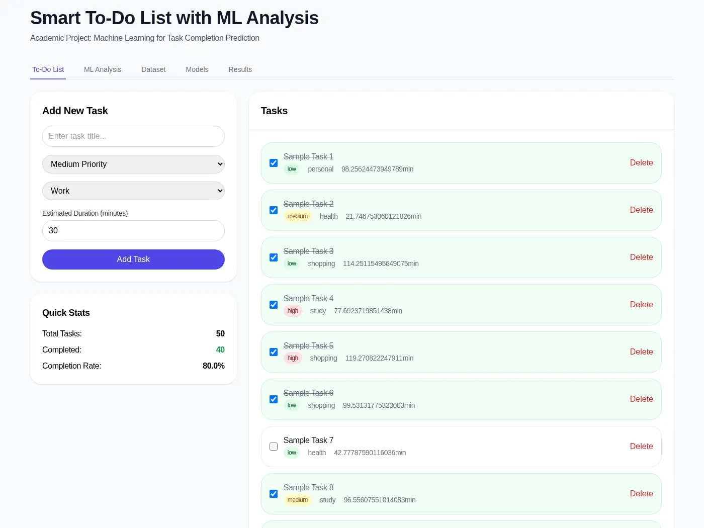 Smart To-Do List with ML Analysis