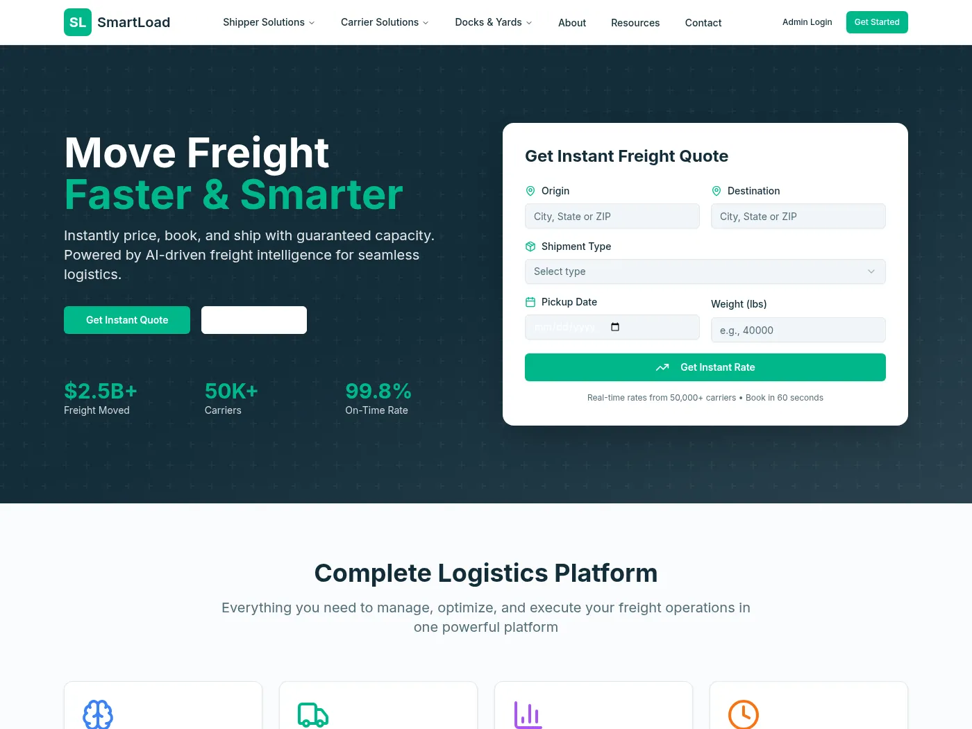 SmartLoad - Advanced Truck Logistics Platform