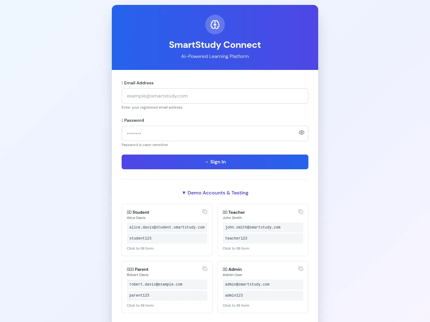 SmartStudy Connect – AI Powered Student-Teacher-Parent Platform