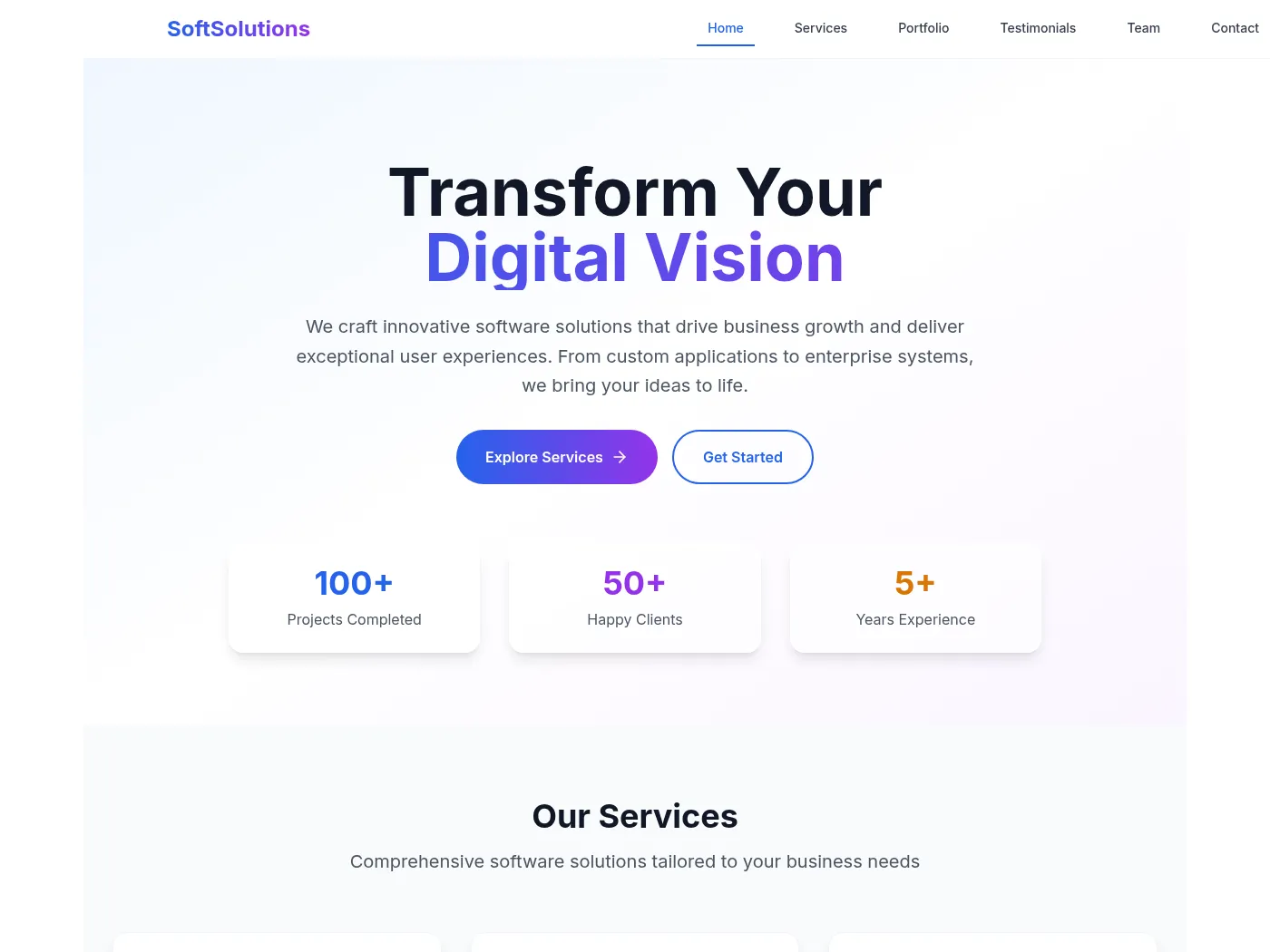 Software Solution Showcase Website (Remix)