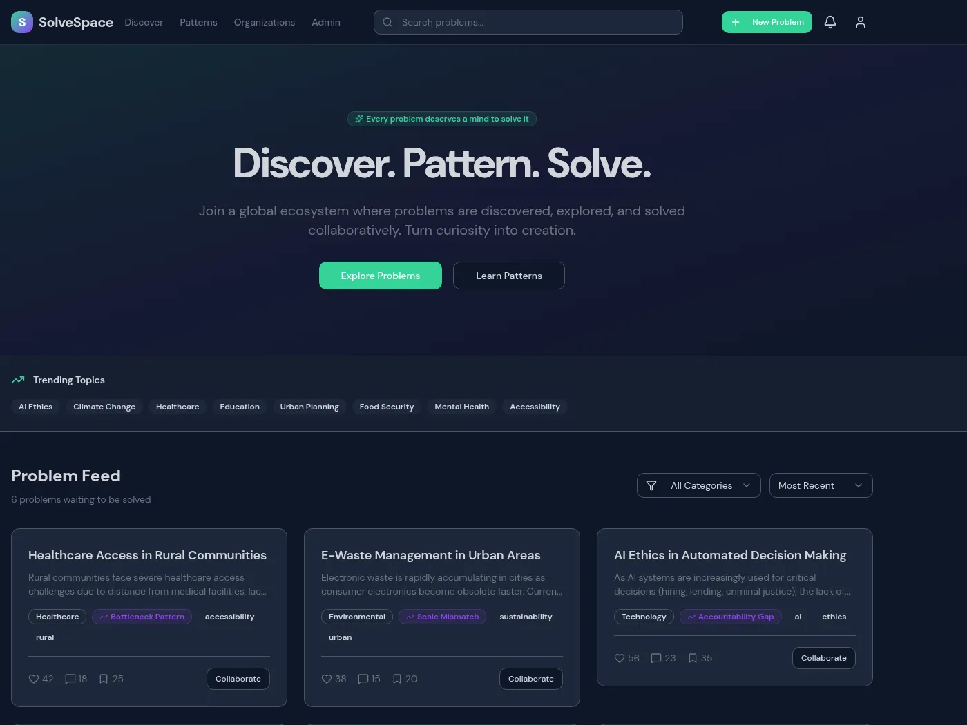 SolveSpace: End-to-End Problem Discovery & Collaboration Platform