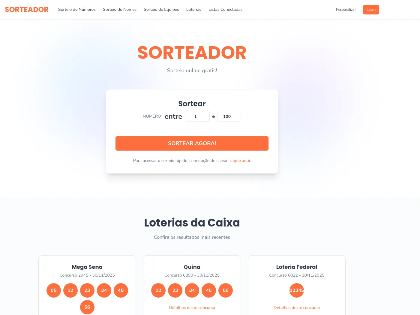 Sorteador Web Clone