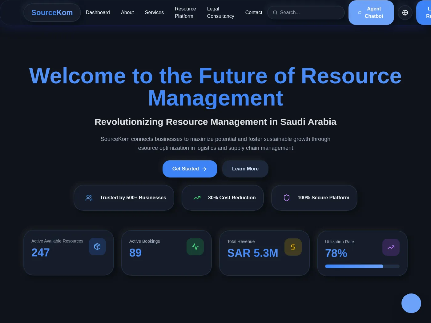 SourceKom: Saudi Arabia’s Premier B2B Resource Sharing & Digital Marketplace with Integrated Agentic Chatbot