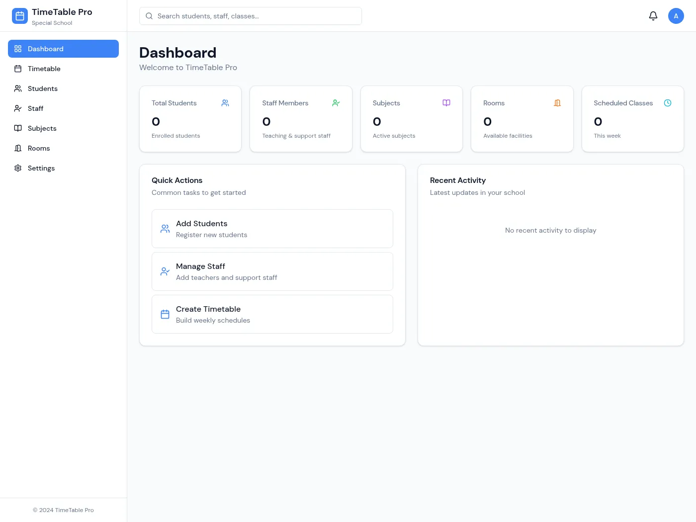 Special School Timetabling Solution