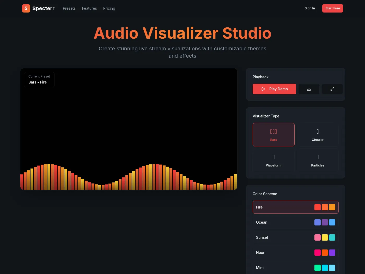 Specterr Live Stream Visualizer Clone