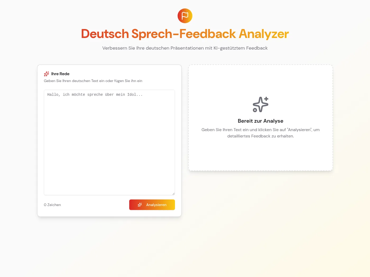 Speech Feedback Analyzer for German Idol Presentations