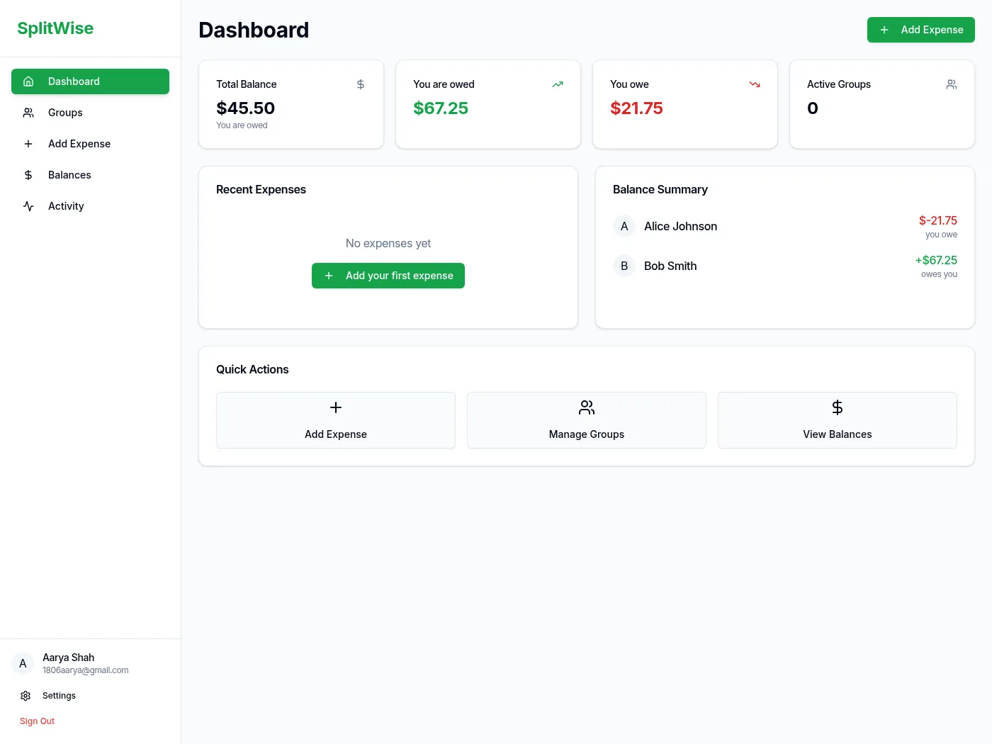 Splitwise Clone - Group Expense Sharing App