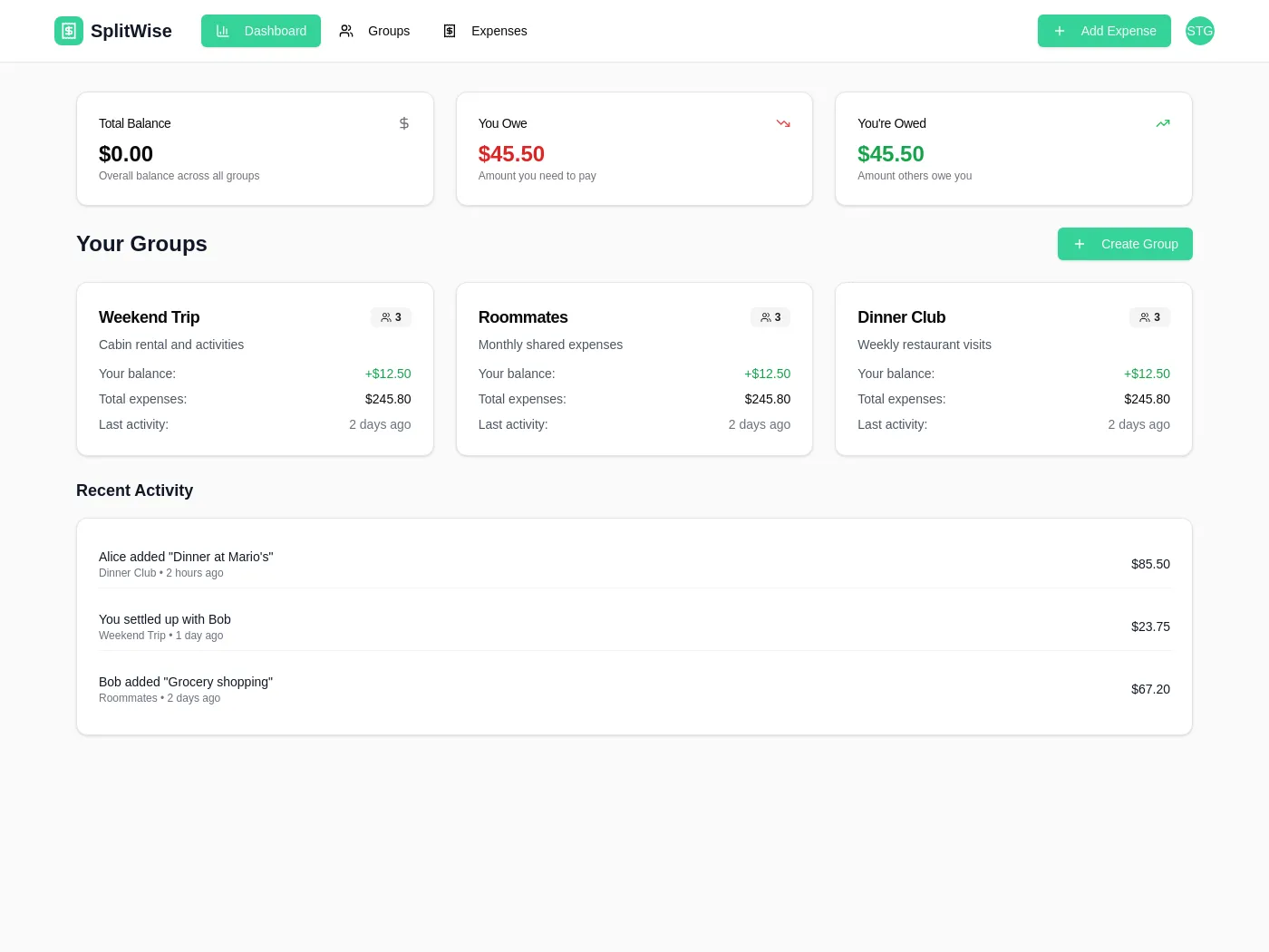 SplitWise - Expense Splitting App