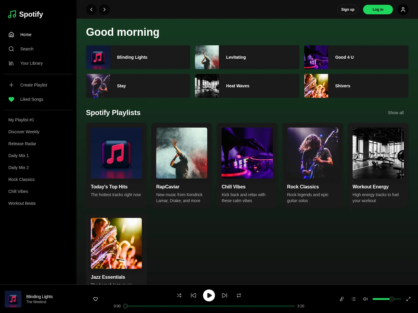 Spotify-Inspired Music Streaming Interface Simulator