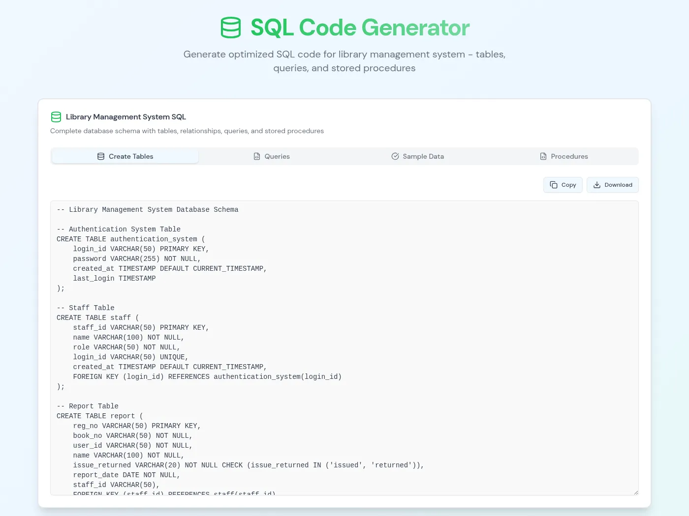 SQL Code Generator