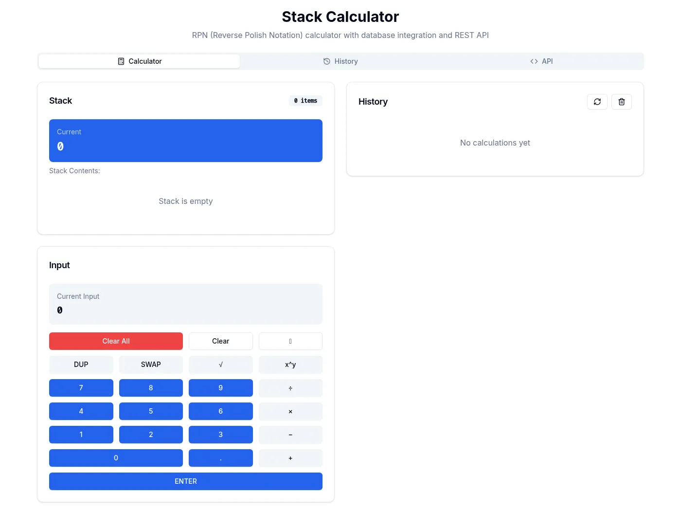 Stack-Based Calculator with API and Database Integration