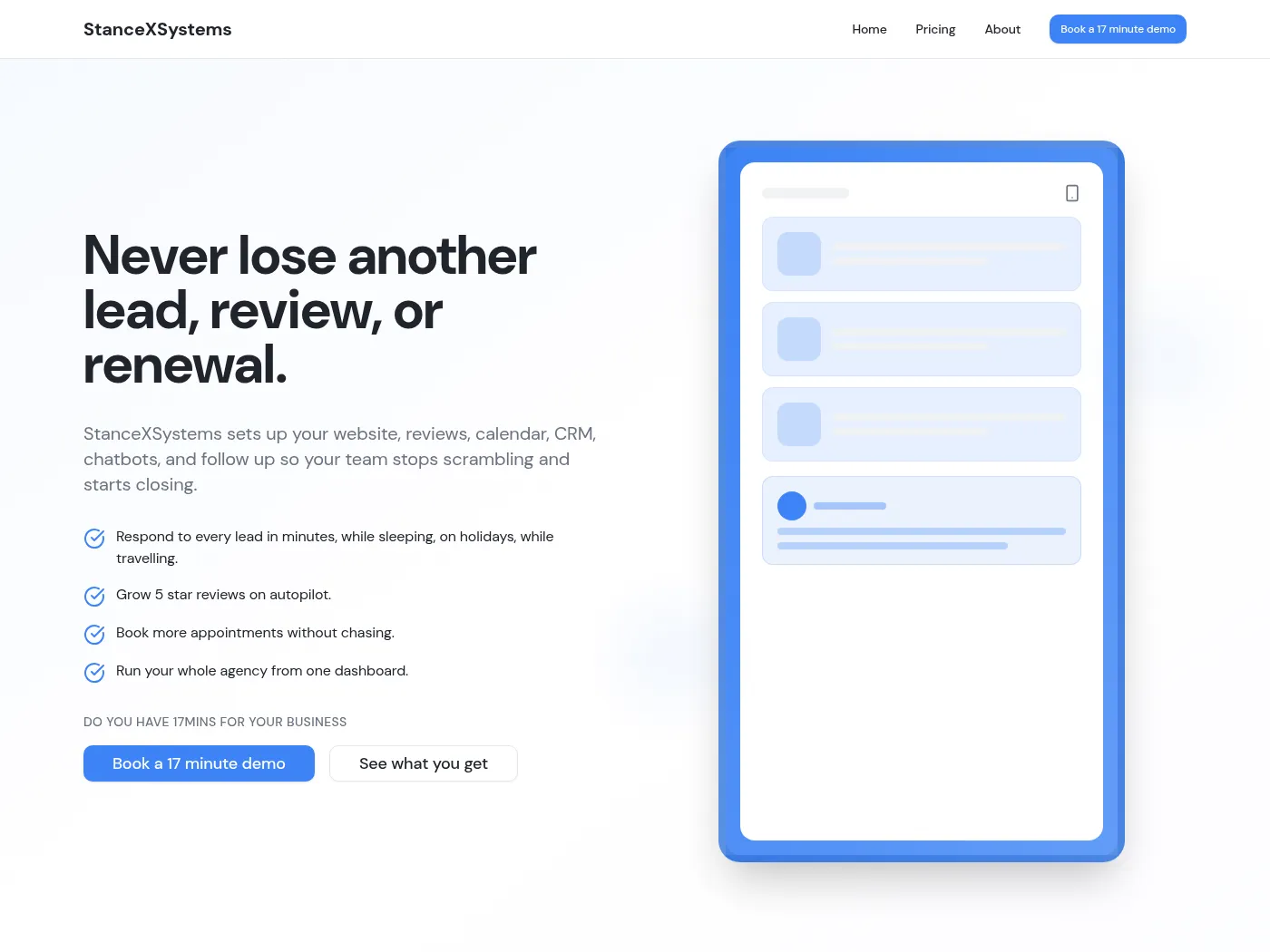 StanceXSystems High-Conversion Demo Booking Website