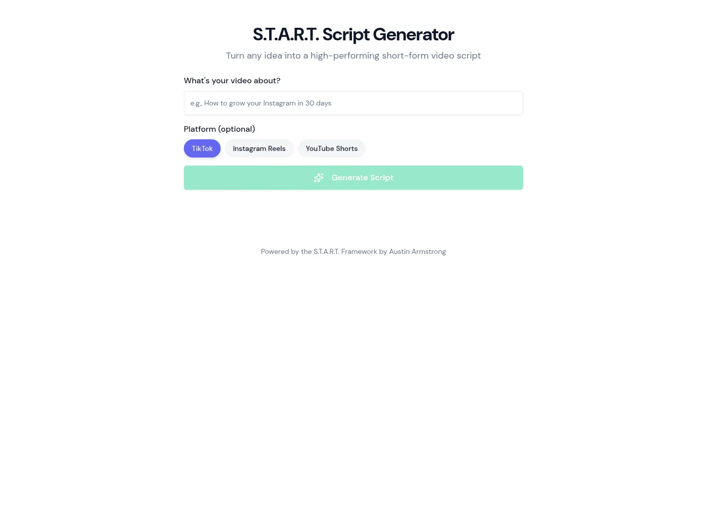 S.T.A.R.T. Script Generator