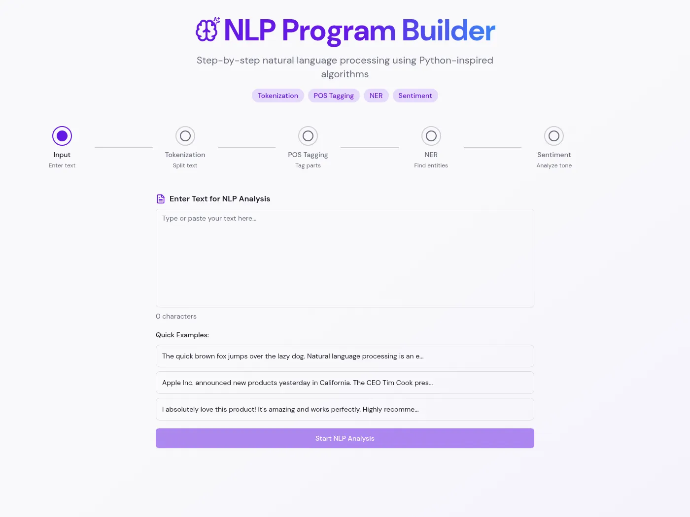 Step-by-Step Natural Language Program Builder