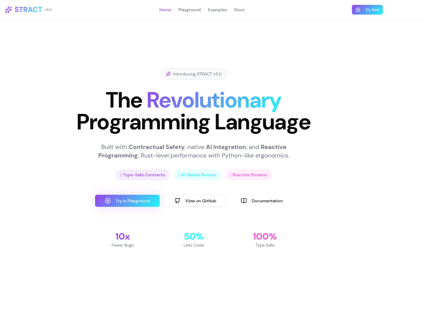 STRACT Programming Language: Safety-First, AI-Native, Reactive Language