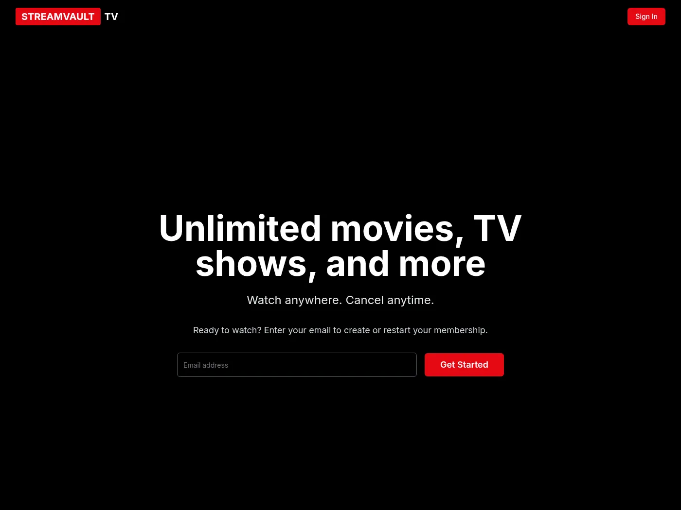 StreamVaultTV - Netflix-like Streaming Platform