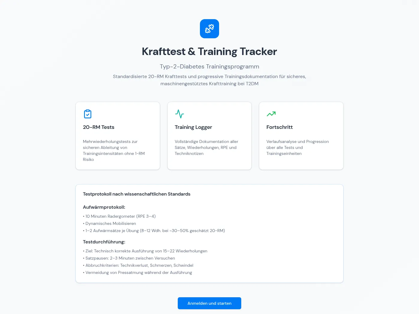 Strength Testing and Training Protocol Tracker for T2DM Beginners