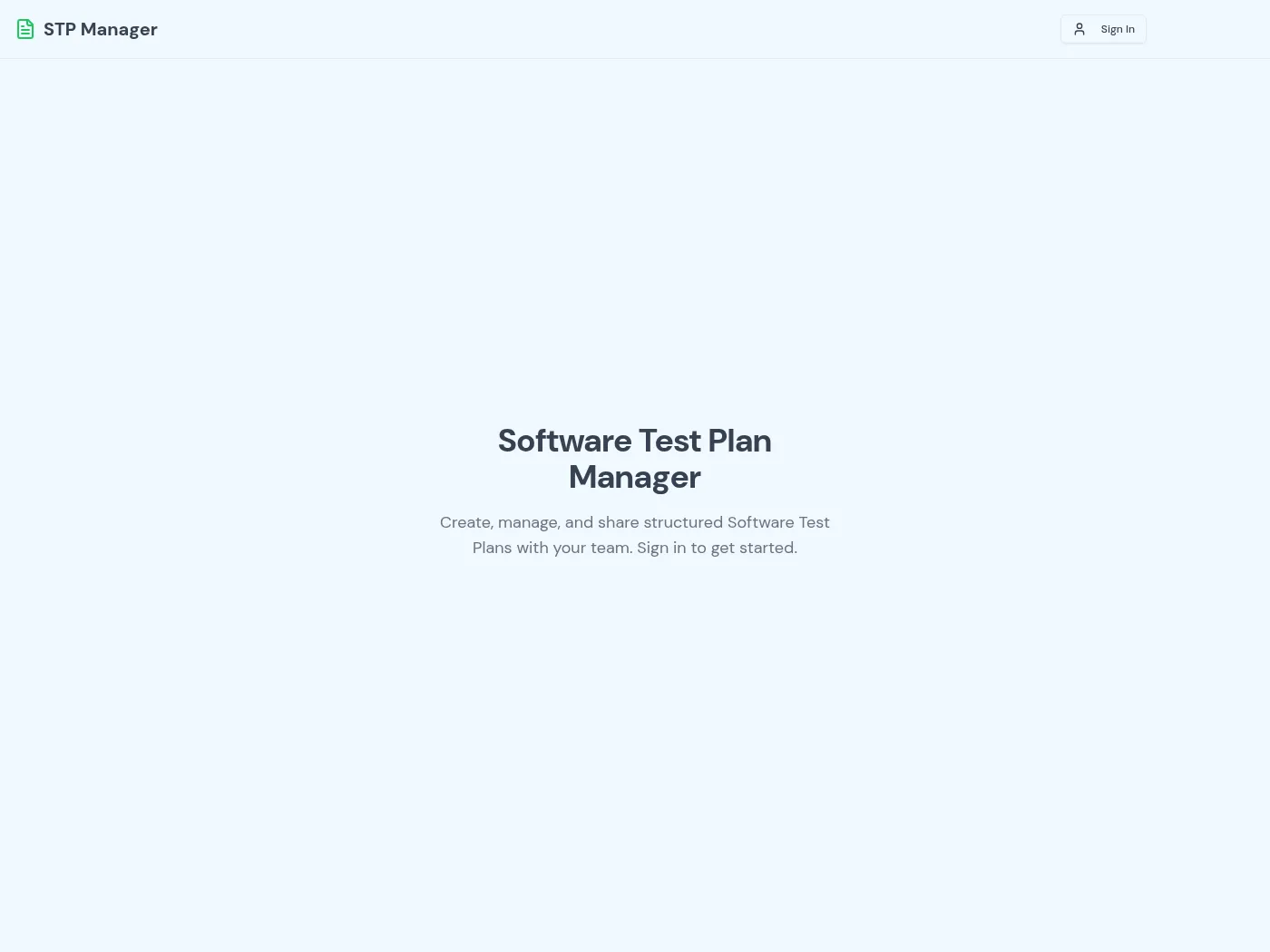 Structured Software Test Planning Website