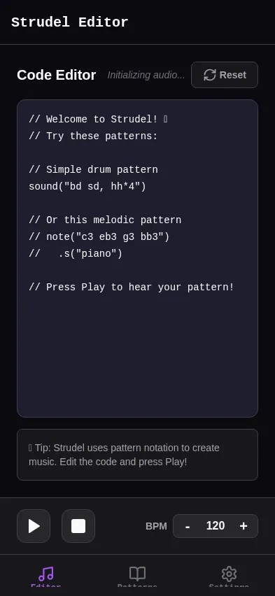 Strudel GUI Interface Mobile App