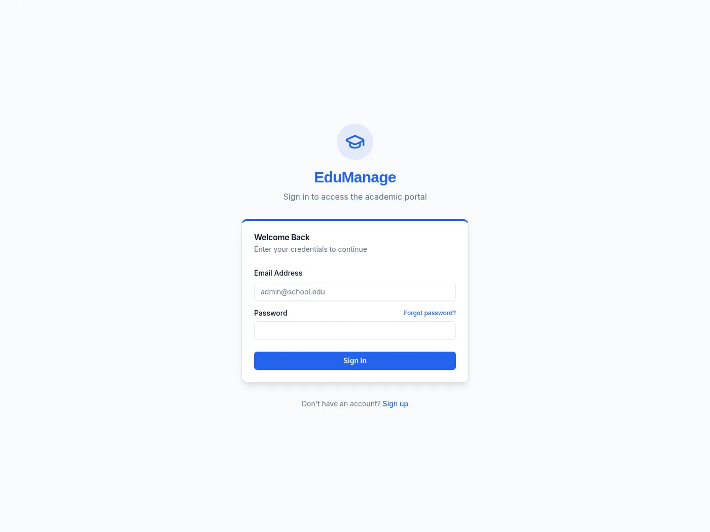 EduManage Dashboard