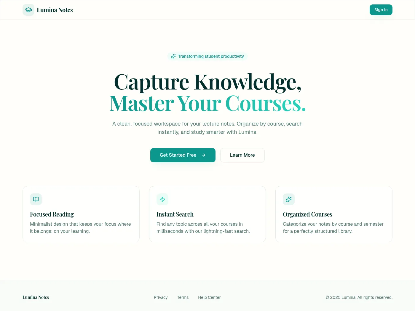 Student Notes Webpage